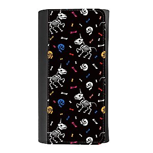 (Cute Unicorn Skull Skeleton) women's Patterned Leather Buckle Trifold Wallet Bag Pouch Holster With Credit Card Holder insurance for smartphones