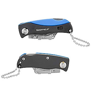Sheffield 12125 Mini Quick Change Folding Utility Knife, Comes with 6 Mini Blades, Outdoor Knife, Key Chain Utility Knife, Lightweight Cardboard Cutter Tool