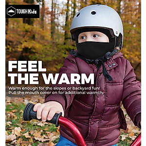 Tough Headwear Ski Mask for Kids - Kids Balaclava, Toddler Neck Warmer, Kids Helmet Liner - Kids Ski Neck Gaiter & Kids Ski Mask Fleece Hood Black
