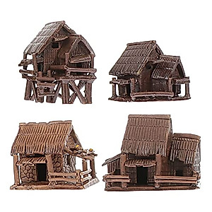 HANABASS Ornaments Pot Succulents Miniature Ceramic Gardening Hut Aquarium Villages Thatched Terrarium Figurine Thumbnail Mini Garden Huts Vintage Ornament Crafts Micro Patio Village
