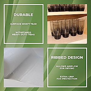 612 Vermont 12" x 40' Clear Ribbed, Waterproof, Non-Adhesive Plastic Shelf Liner for Use in Kitchen Cabinets, Pantry, Wire Shelves, Under Sink, Refrigerators and More.