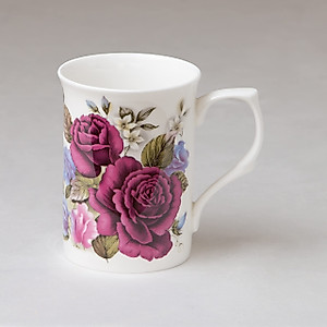 Grace Teaware Bone China Coffee Tea Mugs 9-Ounce, Assorted Set of 4 (Classic Floral)