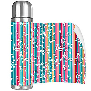 Stainless Steel Vacuum Insulated Mug, Floral Fowers Leaves Print Thermos Water Bottle for Hot and Cold Drinks Kids Adults 17 Oz