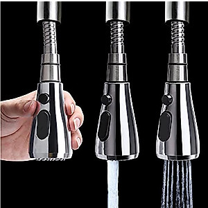 Pull Down Kitchen Faucet Sprayer Head Replacement Part - Pull Out Sink Sprayer Replacement Nozzle, Kitchen Faucet Head Hose Spray Tap Spout Only for G1/2 Connector (Brushed Nickel)