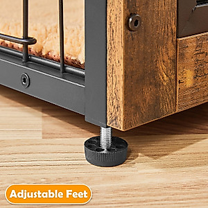 Yaheetech 40'' Dog Crate Furniture with Cushion Set of 2, Wooden Dog Crate with Double Doors/Adjustable Feet Side End Table for Medium-Sized Dogs