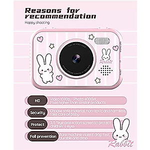 GIENEX Kids Digital Camera - 12MP Children's Selfie Camera with 3.5 Inches Large Screen for Boys and Girls,1080P Rechargeable Electronic Camera with 32GB TF Card (Color : Pink)