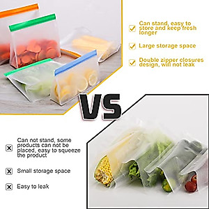 Reusable Food Snack Sandwich Storage Bags, 20Pcs Stand Up Leakproof Thicken Freezer Bags, Upgraded Reusable Bags Silicone Containers for Kids, Ziplock Gallon Storage Bags for Kitchen Meat Fruit Cereal