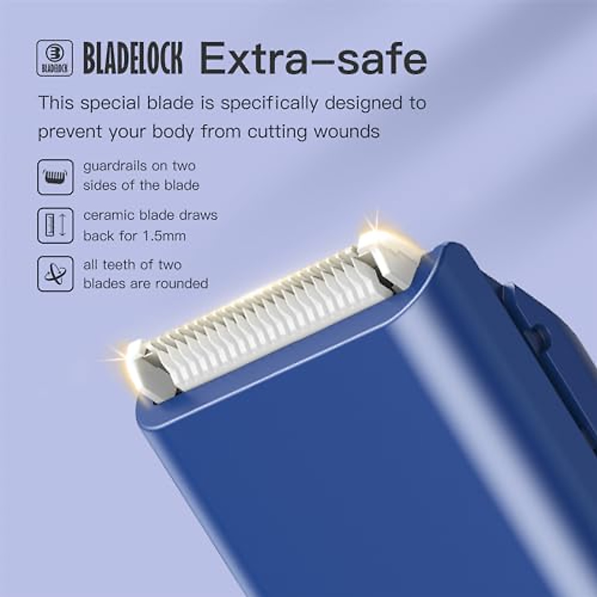 Founouly Bikini Trimmer for Women - Pocket Blue Electric Razors Ladies Shaver Legs Pubic Hair with Ceramic Blade Rechargeable Body Clipper, Wet/Dry Use Male Hygiene Razor, TS100