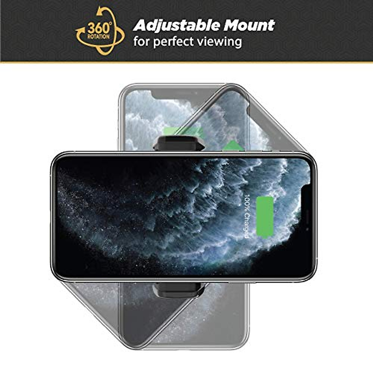 Scosche MGQWDDP-XTET MagicGrip Wireless Charging Double Pivot Windshield/ Dashboard Phone Mount for Car with Suction Cup, Black