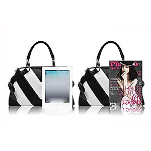 YAQUNICER Women Large-capacity Soft Synthetic PU Leather Portable Shoulder Top-Handle Handbags Tote Hobo Clutches-Black