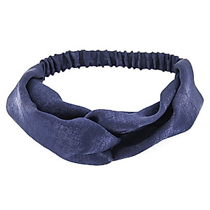 Yeshan Women's Criss cross Silk Satin Headbands Elastic Twisted Head Wrap Knotted Hair Band,pack of 8