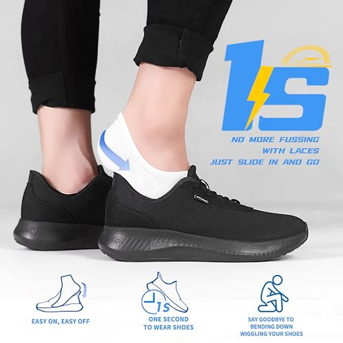 OXOMOCA Non Slip Work Shoes for Men Women Restaurant Slip On Shoes for Mens,Slip Resistant Work Waterproof Sneakers Resistant Lightweight Comfortable Kitchen Chef Shoes Food Service Z-Black