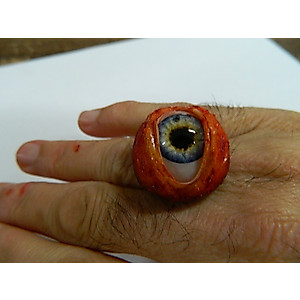 Dead Head Props Realistic Life Size Human/zombie Eyeball Ring with Eye Lids for Halloween, Cos Play (Infected Blue 26mm)