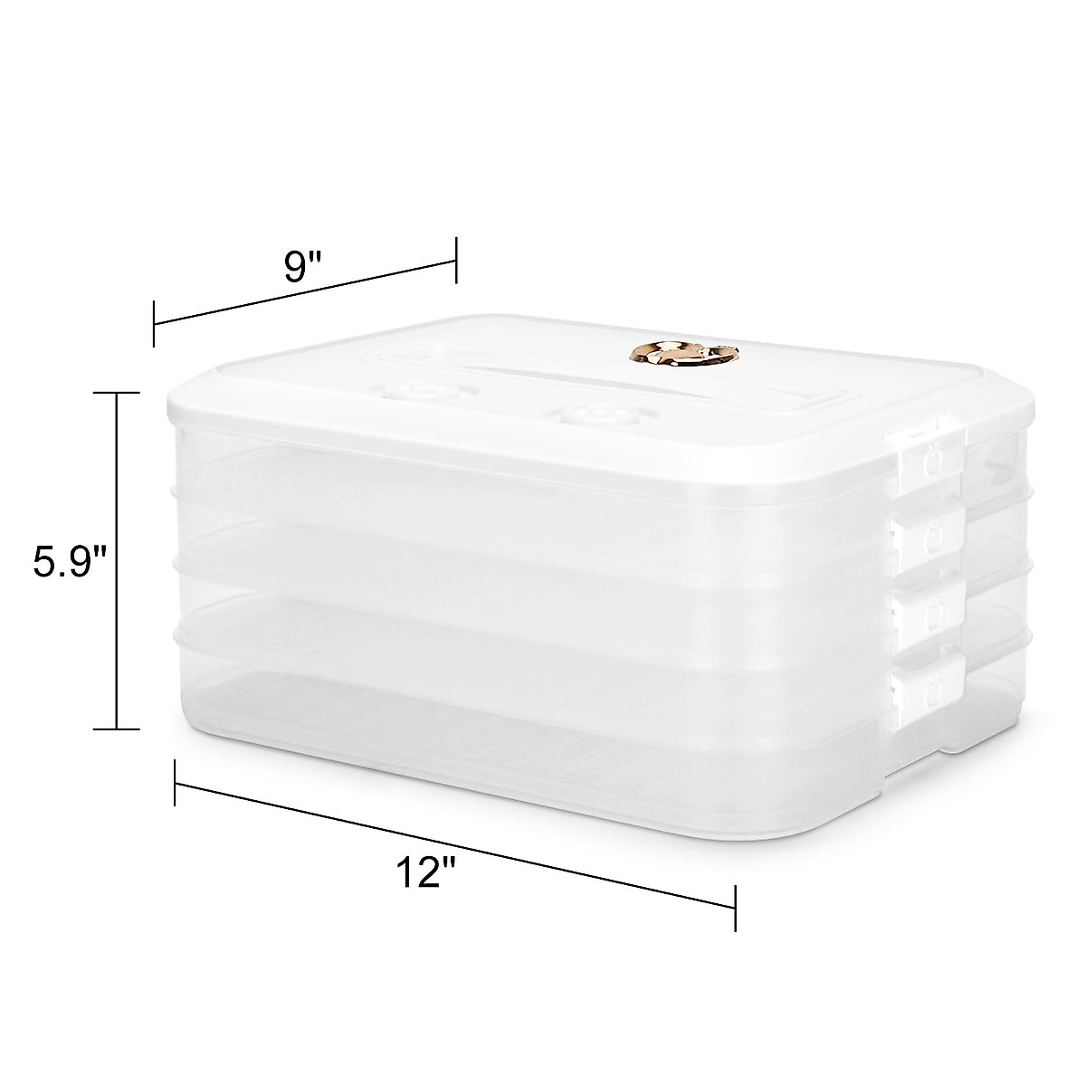 OFFKITSLY Food Storage Containers with Lids, Plastic Cookie Storage Containers Airtight, 4-Layer Stackable Food Containers Dumpling Storage Box, White