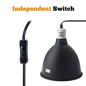 TEKIZOO 8.5 Inch Deep Light Dome Reptile Lamp Fixture Aluminum Optical Reflector