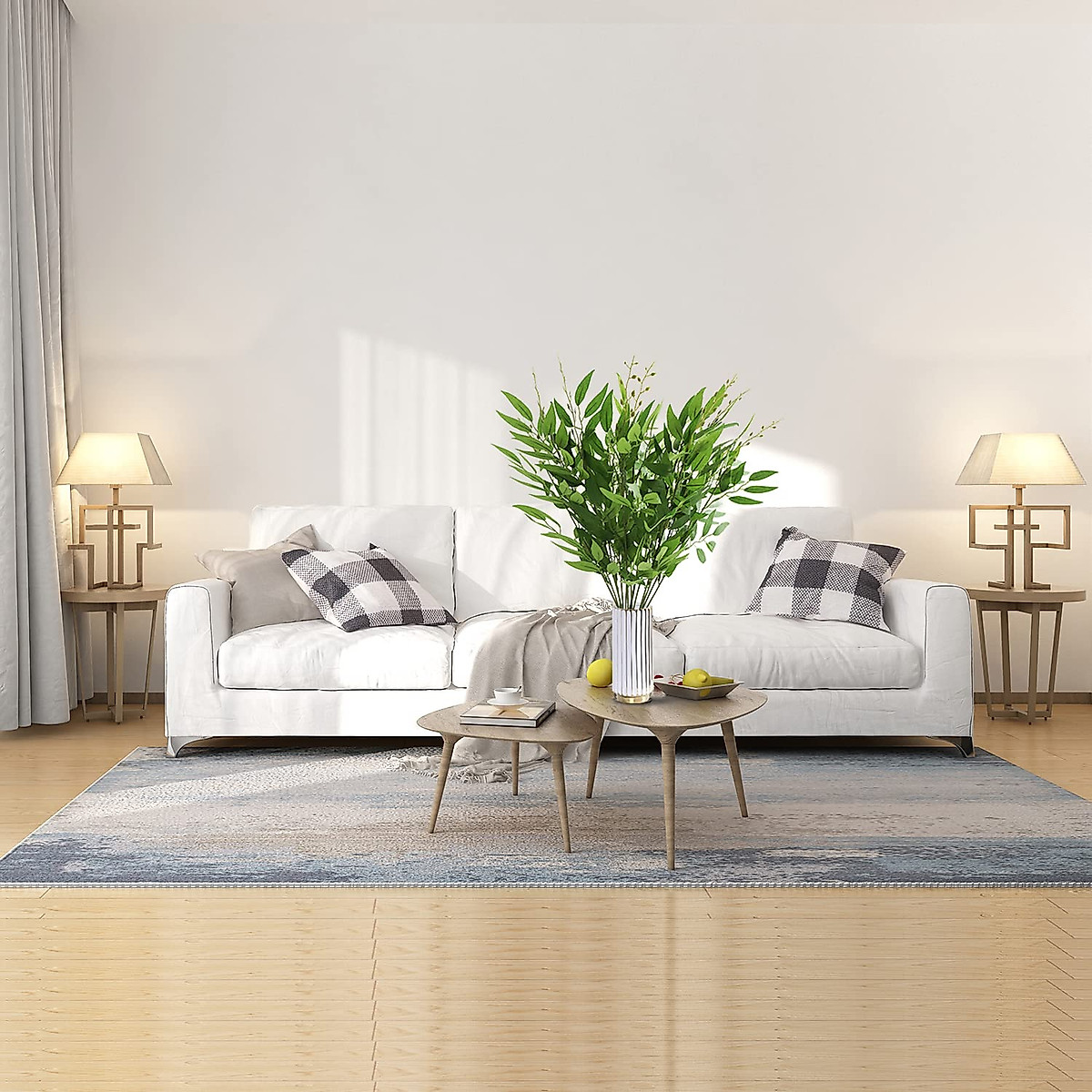 3 Pcs Fake Plants Decor Willow Branches - SAOCOOL 22 Inch Artificial Plants Willow Leaves, Home Indoor Faux Plants for Window, Dining Table, Bathroom, Bedroom and Wall Greenery Decoration (Green)