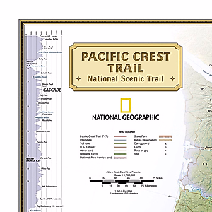 National Geographic Pacific Crest Trail Wall Map Wall Map - Laminated (18 x 48 in) (National Geographic Reference Map)