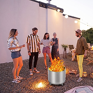 16.5 Inch Smokeless Fire Pit for Outdoor Wood Burning, Portable Stainless Steel Camping Stove with Stand, Unique Removable Ash Pan Design, H: 11.5 in, 13.22 lbs - Ideal for Camping