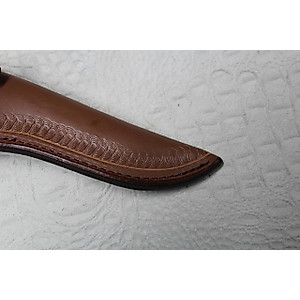 CARL THOMAS LEATHERS. Custom Leather Knife Sheath Made to Fits Buck 119 Knife, Fixed Blade Knife Holder, Light Brown, Sheath Only