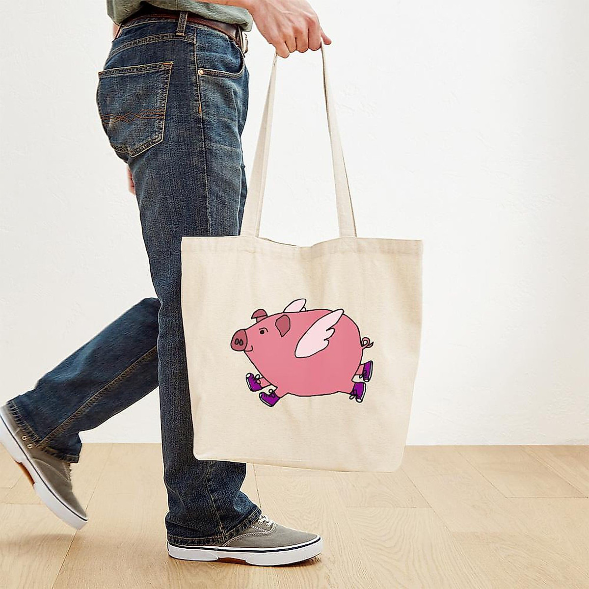 CafePress Flying Pig With Sneakers Tote Bag Canvas Tote Shopping Bag