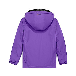 GEMYSE Girl's Waterproof Ski Snow Jacket Fleece Windproof Winter Jacket with Hood (Purple,14/16)