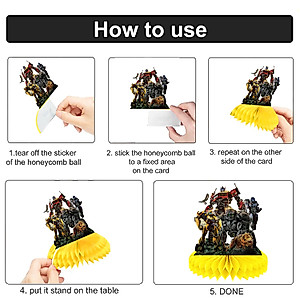 8Pcs Honeycomb Centerpieces for Transformers, Birthday Party Decoration for Transformers，Table Decorations Theme 3D