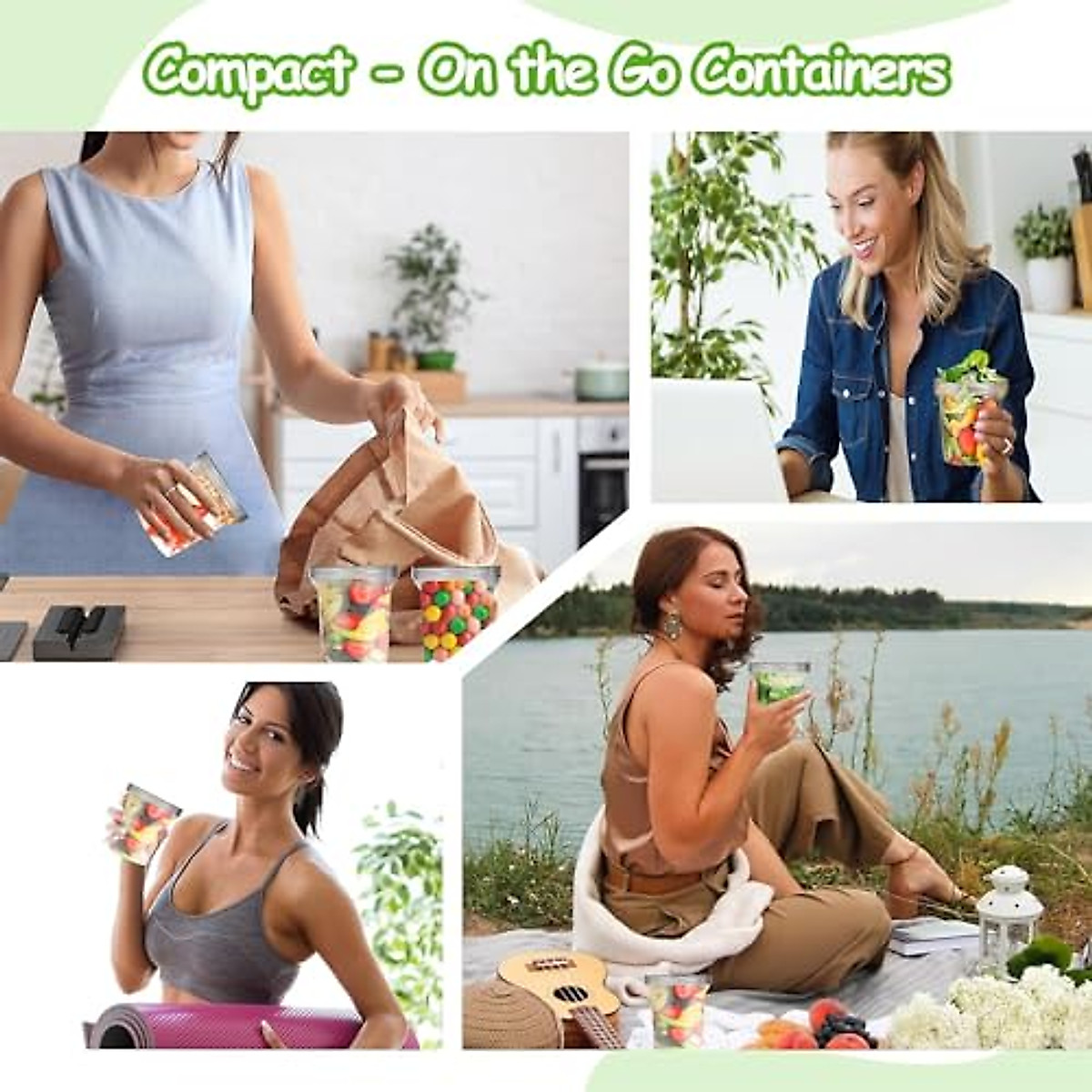 WBKTOOL 5 Pack Overnight Oats Containers with Lids - 16 oz Deli Food Storage Containers - Small To Go Plastic Yogurt Container for Soup, Salad, Freezer