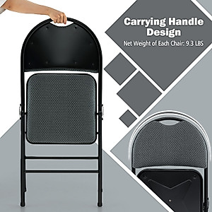 S AFSTAR 2 Pack Folding Chair with Padded Seat, Metal Steel Folding Chairs with Upholstered Seat & Portable Handle, Portable Foldable Chairs for Home & Office, Reception Room Church Wedding Events