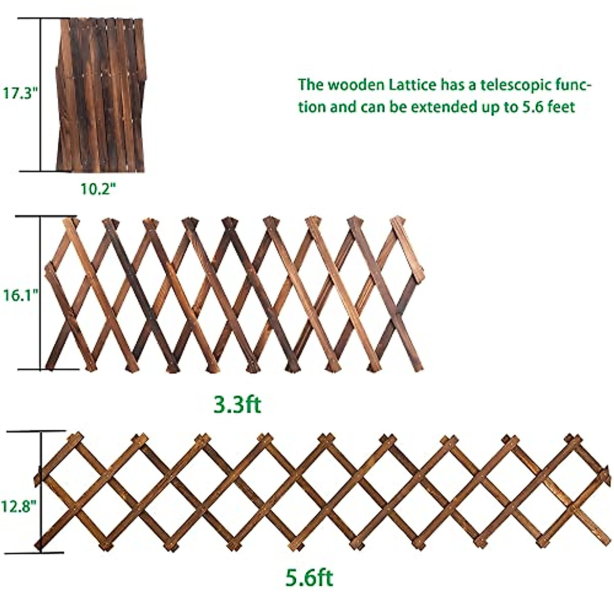 Avalution Extensible Natural Garden Wooden Fence Lattice Frame Plant Support Frame Natural Wooden Lattice Frame for Cucumber Climbing Plant Vines Ivy Rose 75"x11.8" Lattice Fence Panel(2Pack)