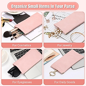 Sightor Sunglass Case, 2 Pcs Travel Soft Eyeglass Cases for Women Portable Squeeze Top Leather Glasses Pouch (Black, Rose)