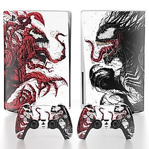 TESSGO PS 5 Skin Disc Edition Anime Console and Controller Vinyl Sticker, Durable, Scratch Resistant, No Bubble, Precisely Line Up, Compatible with Play S tation 5