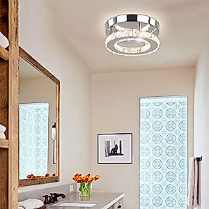 diisunbihuo Modern Mini Led Crystal Chandelier Semi Flush Mount Crystal Pendant Ceiling Light for Bedrooms Dinning Rooms Hallway (Multicolor)