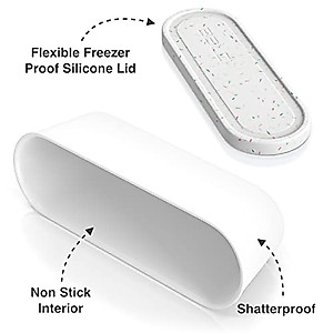 BALCI - Ice Cream Container - 2 Quart - Perfect Reusable Freezer Storage for Homemade Ice Cream Tubs for Sorbet, Frozen Yogurt and Gelato! - Flexible Silicone Lids, Long Scoop - White with Sprinkles