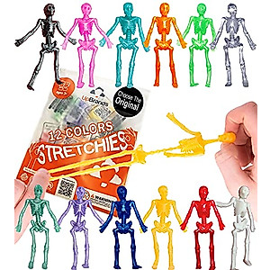 UpBrands 144 Party Favors for Kids Stretchy Skeleton Bulk Set, 12, Kit for Birthday's, Halloween, Goodie Bags, Easter Egg Basket, Pinata Filler, Small Toys Classroom Prizes