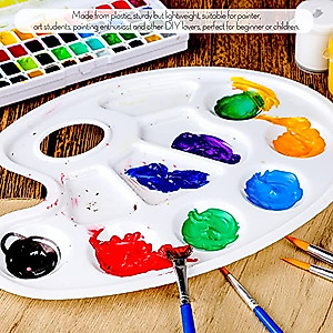 Oval Paint Tray Palettes, FANDAMEI Plastic Paint Tray Palette, Paint Palettes Paint Pallets with Thumb Hole for Adults & Kids, for Painting or DIY Craft Class, White, 2 PCS