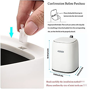 XCX Mini Countertop Trash Can with 3 Rolls of Trash Bags, Waste Can with Press Type Lid, 1.5 L / 0.40 Gal Wastebasket Trash Can Dispenser, Mini Bin for Coffee Table, Bathroom Vanity Top(Navy Blue)