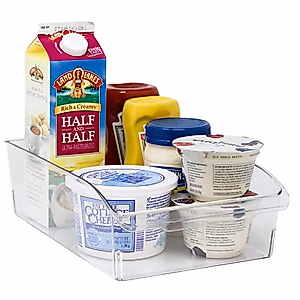 Gourmet Kitchen Plastic Fridge and Freezer Storage Organizer Bin with Handle, Clear Container for Food, Drinks, Produce Organization, BPA-Free