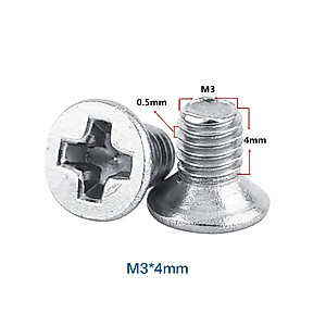 100pcs M3 Flat Head Countersunk Screw Kit, Flat Head Screw M3*4mm Stainless Steel Machine Countersunk Screws Bolt Fastener Used in Home and Office Appliance (4mm)