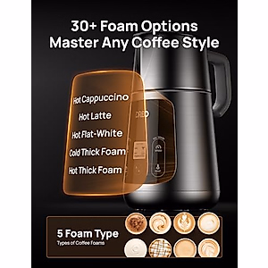 Dreo All-in-1 Milk Frother, Automatic Foam Maker for Latte Art-level Microfoam and Hot/Cold Coffee, 27oz/800ml Electric Milk Warmer with 30+ Drinks, Dishwasher Safe, Dairy/Plant-Based Milk, Star Light