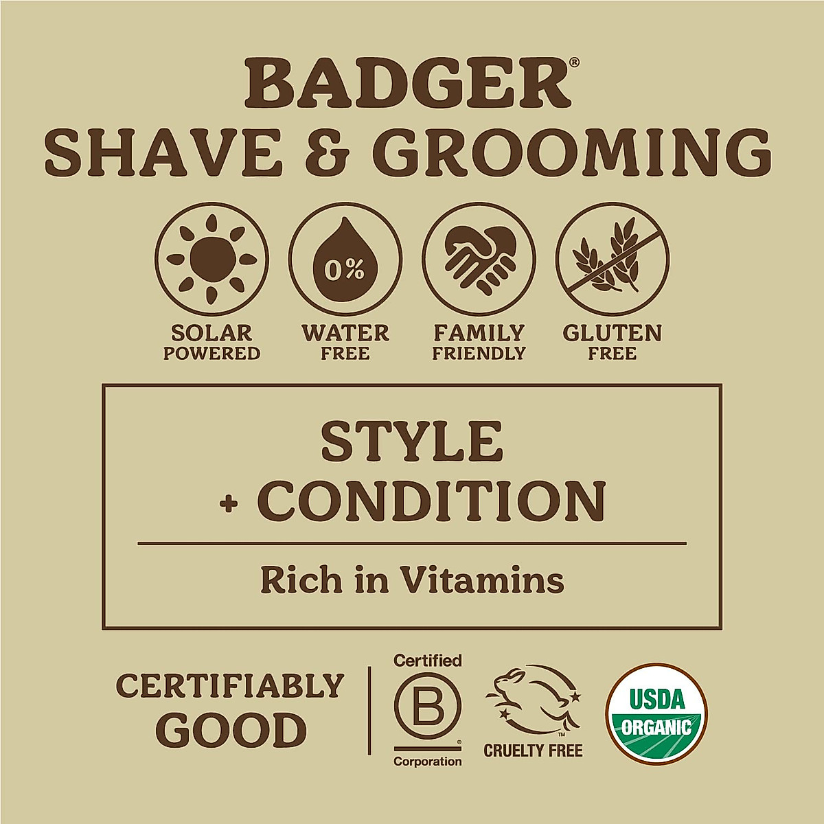 Badger Organic Beard Balm - Leave-In Conditioner, Styling & Moisturizing Treatment for Facial Hair & Mustache, 2 oz