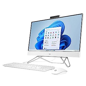 HP 24-CB100 2023 All-in-One Desktop 24 inch 10-Core 12th Intel Core i5-1235U Intel Iris Xe Graphics Graphics 64GB DDR4 4TB SSD WiFi 6E RJ45 LAN Windows 11 Pro White Wireless KB w/ONT 32GB USB