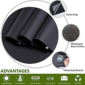 VELIMAX Static Cling Total Blackout Window Film Privacy Room Darkening Window Tint Black Window Cover 100% Light Blocking No Glue (17.7 x 78.7 inches)