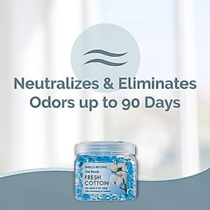 SMELLS BEGONE Odor Eliminator Gel Beads - Air Freshener - Eliminates Odor in Bathrooms, Cars, Boats, RVs & Pet Areas - Made with Essential Oils - Fresh Cotton Scent - 12 Ounce