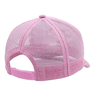 HENWASAI Womens Bow Embroidered Trucker Hat Trendy Mesh Baseball Cap Adjustable Snapback Cap Summer Girls Rope Hat (Pink)