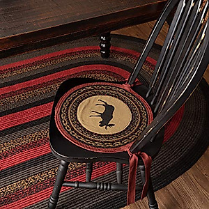 VHC Brands Cumberland Moose Jute Chair Pad with Ties- Lodge Cabin Style for Dining Room Rustic Farmhouse Decor, Set of 6 Pieces