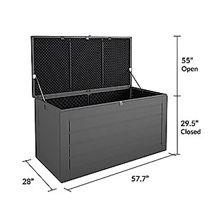 Cosco Outdoor Patio Deck Storage Box, Extra Large, 180 Gallons, Black and Charcoal