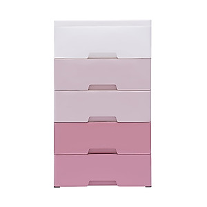 Plastic Drawer 5-layer Closet Storage Baby Clothes Organizer Plastic Dresser with Drawers Pink Dresser Clothes Drawer Small Kids Dressers for Bedroom Clothes Playroom Furniture Toys