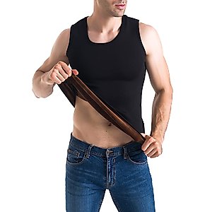Locachy Men's Cotton Winter Warm Thermal Underwear Sleeveless Vest Fleece Lined Base Layer Tank Top Black L