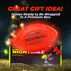 Nightball Tangle Glow in The Dark Inflatable LED Football - Light up Football with Bright LED Lights - Glow Football for Kids and Adults - Ideal Football Gifts for Teen Boys (Red)