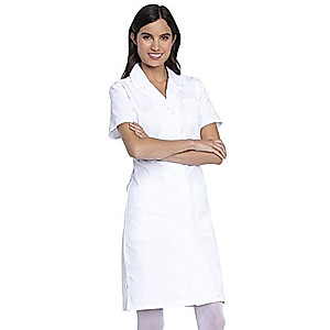Dickies womens Button Front medical scrubs dresses, White, Large US